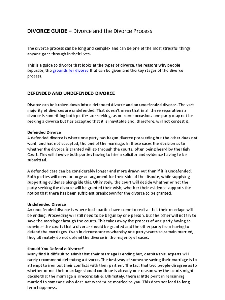 DIVORCE GUIDE - Divorce and The Divorce Process | PDF | Divorce | Annulment