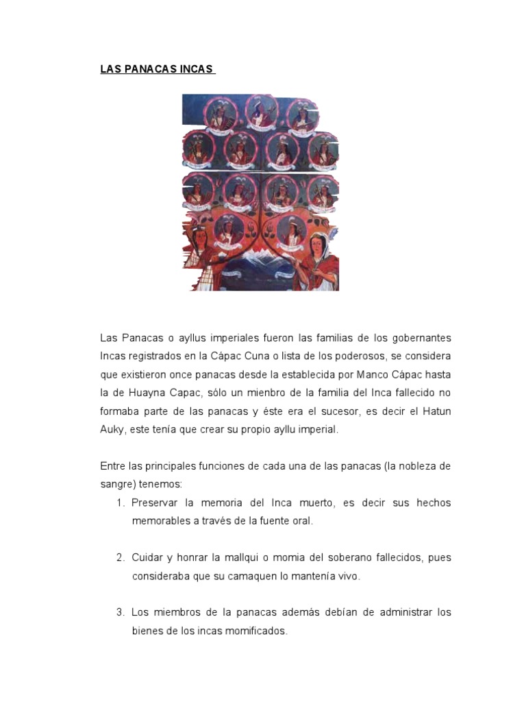 Las Panacas Incas | PDF | Imperio Inca | Andes