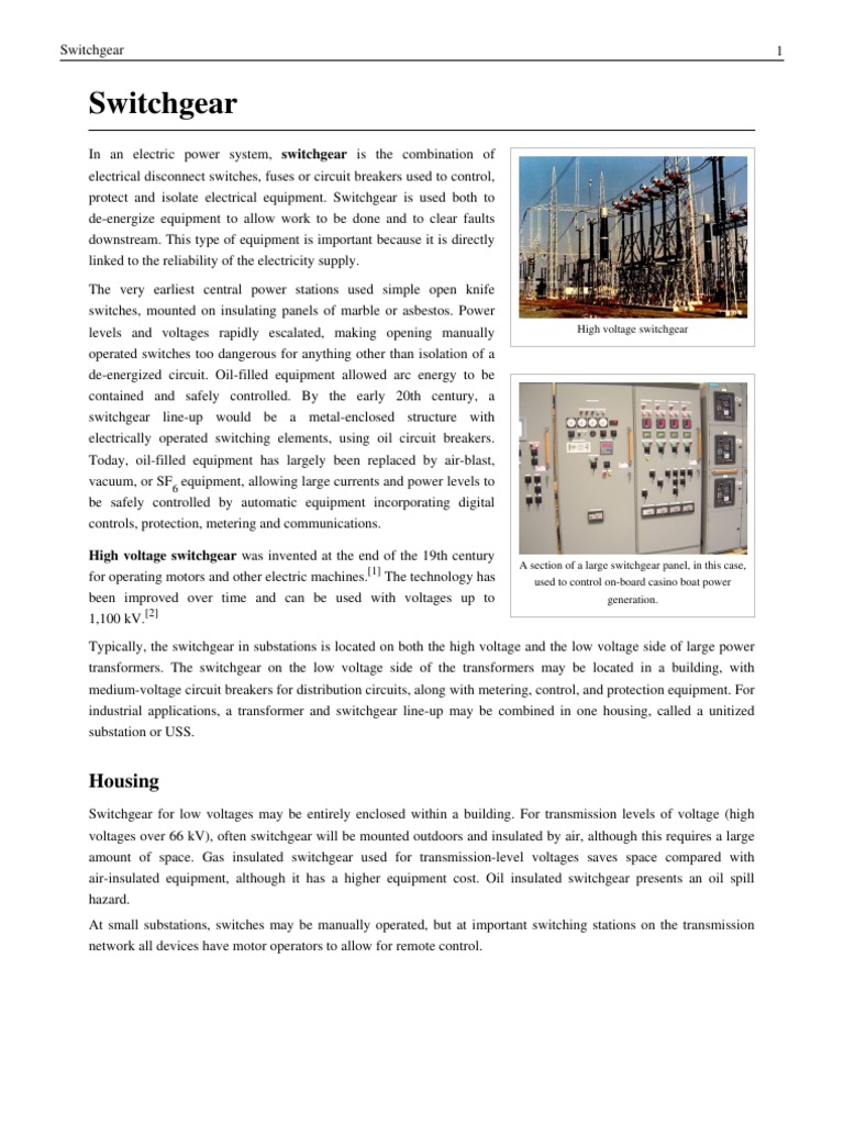 Switchgear | PDF | Equipment | Electricity