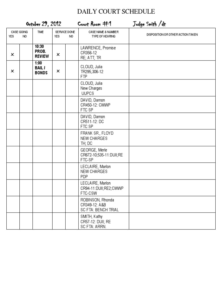 10.29.12 Daily Docket | PDF