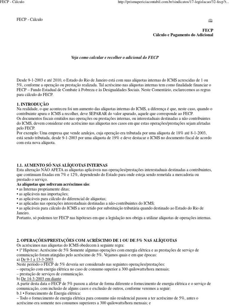 FECP - Cálculo | PDF | Cálculo | Impostos