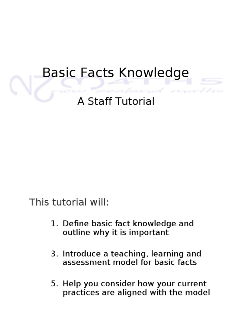 Basic Facts Knowledge: A Staff Tutorial | PDF | Educational Psychology ...