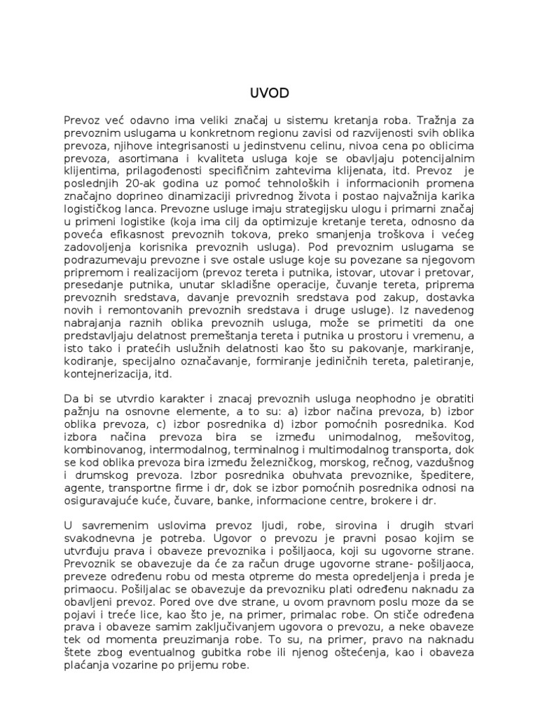 Prevoz Robe | PDF