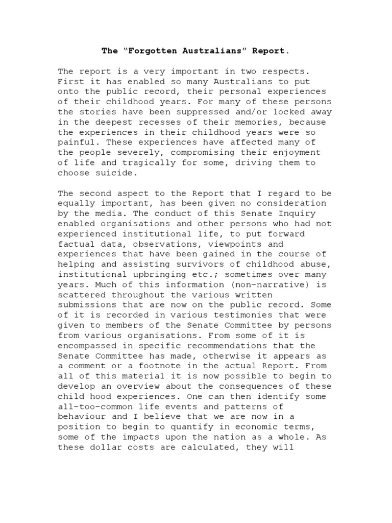 Forgotten Australians History | PDF | Social Institutions | Social Science