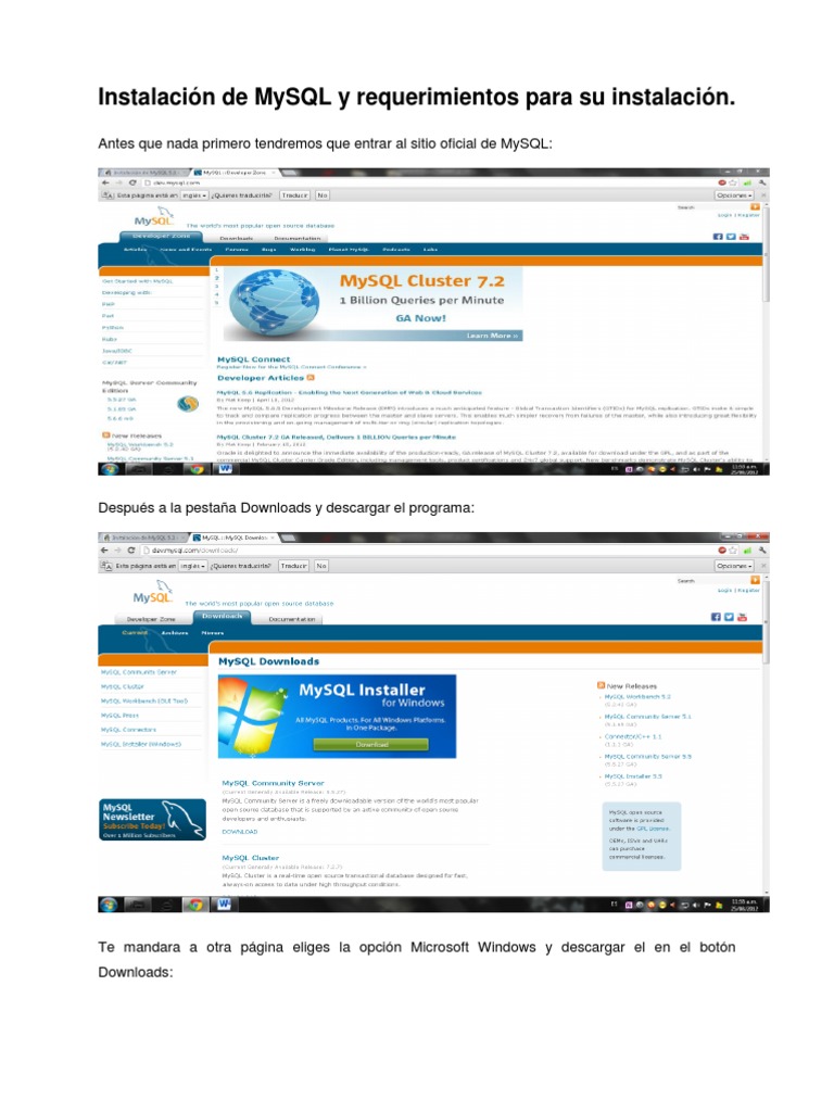 Instalación de MySQL y Requerimientos para Su Instalación | PDF ...