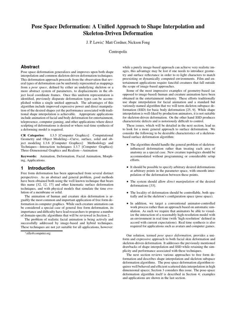 Pose Space Deformation: A Unified Approach To Shape Interpolation and ...