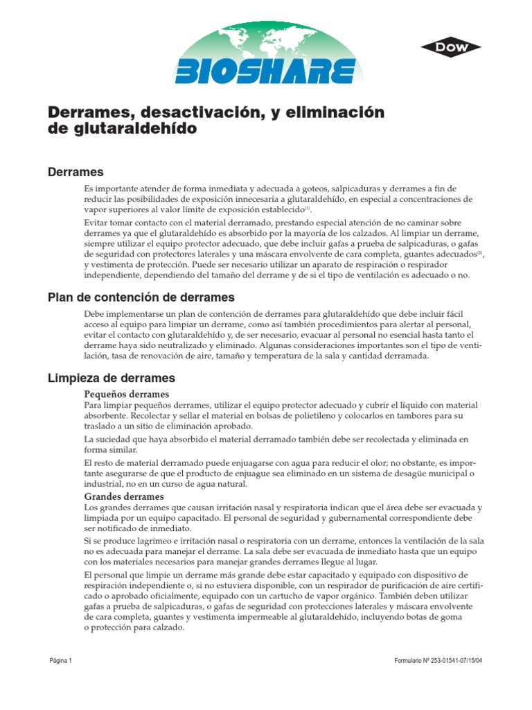 Derrame de Glutaraldehido | PDF | Aluminio | Ph