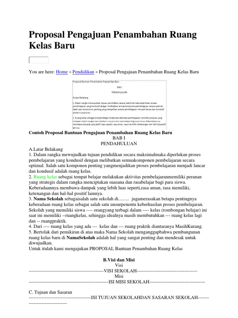 Proposal Pengajuan Penambahan Ruang Kelas Baru | PDF