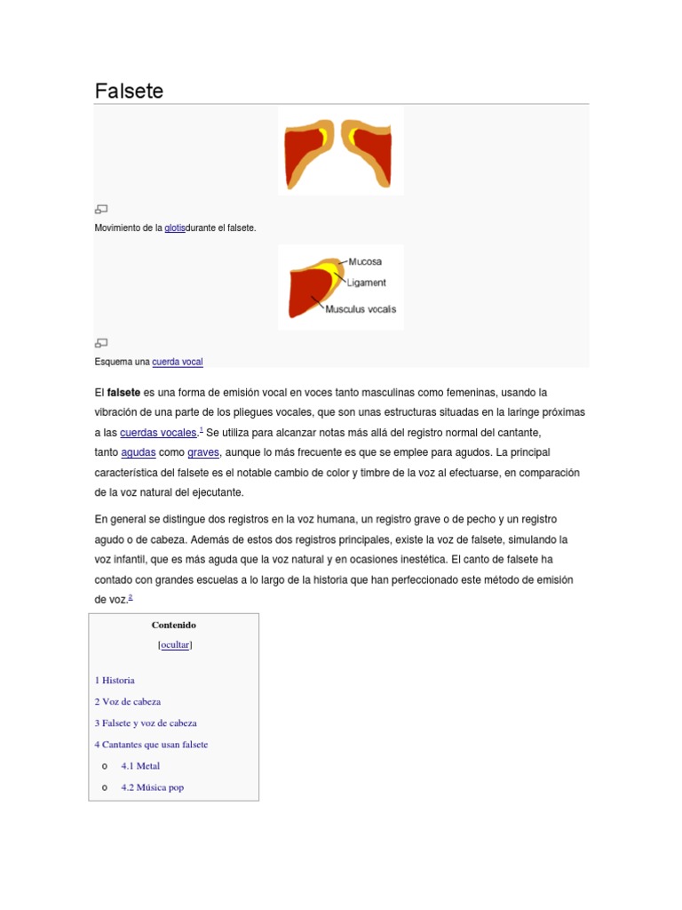 Falsete: Técnica Vocal y Usos | PDF | Presentación musical ...