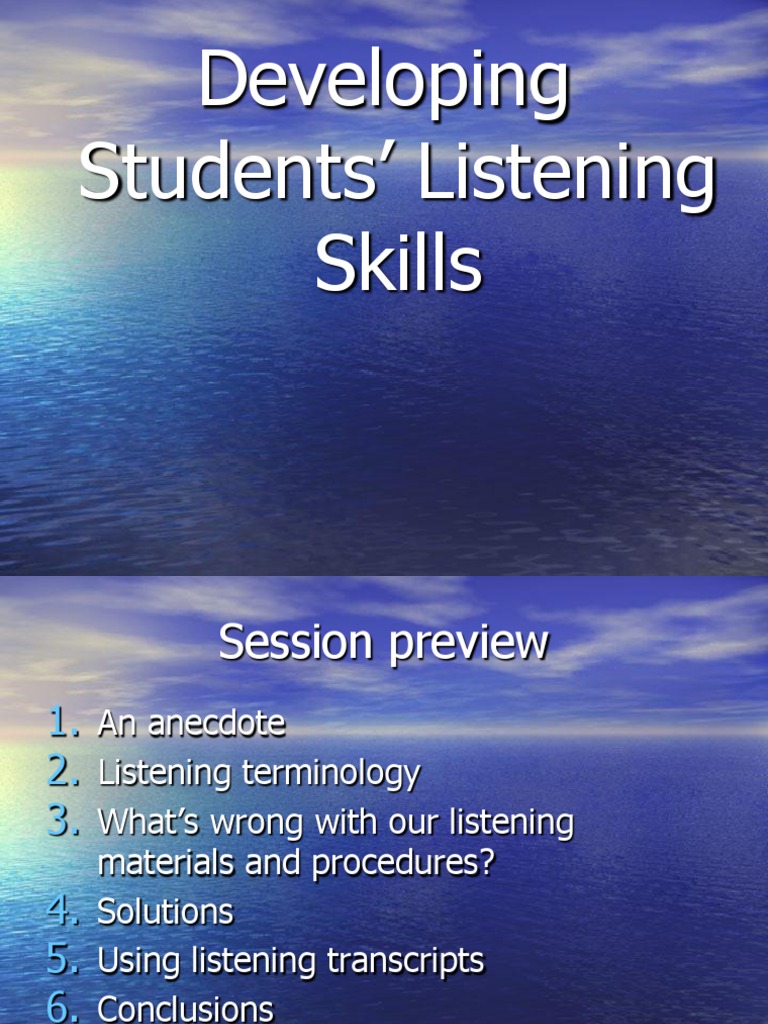 Developing Students' Listening Skills | PDF | Top Down And Bottom Up ...