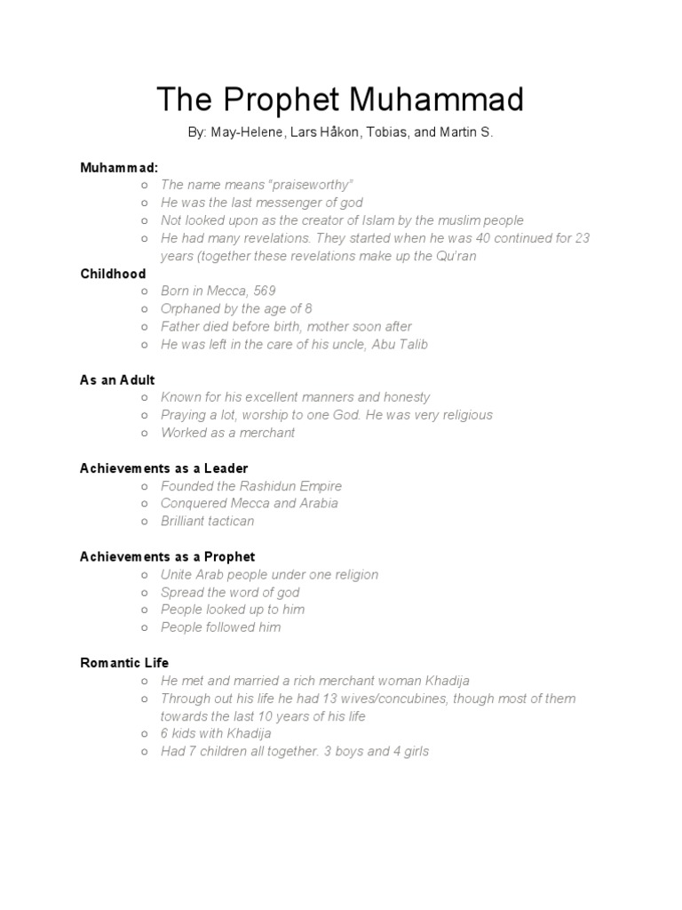 The Prophet Muhammad | PDF