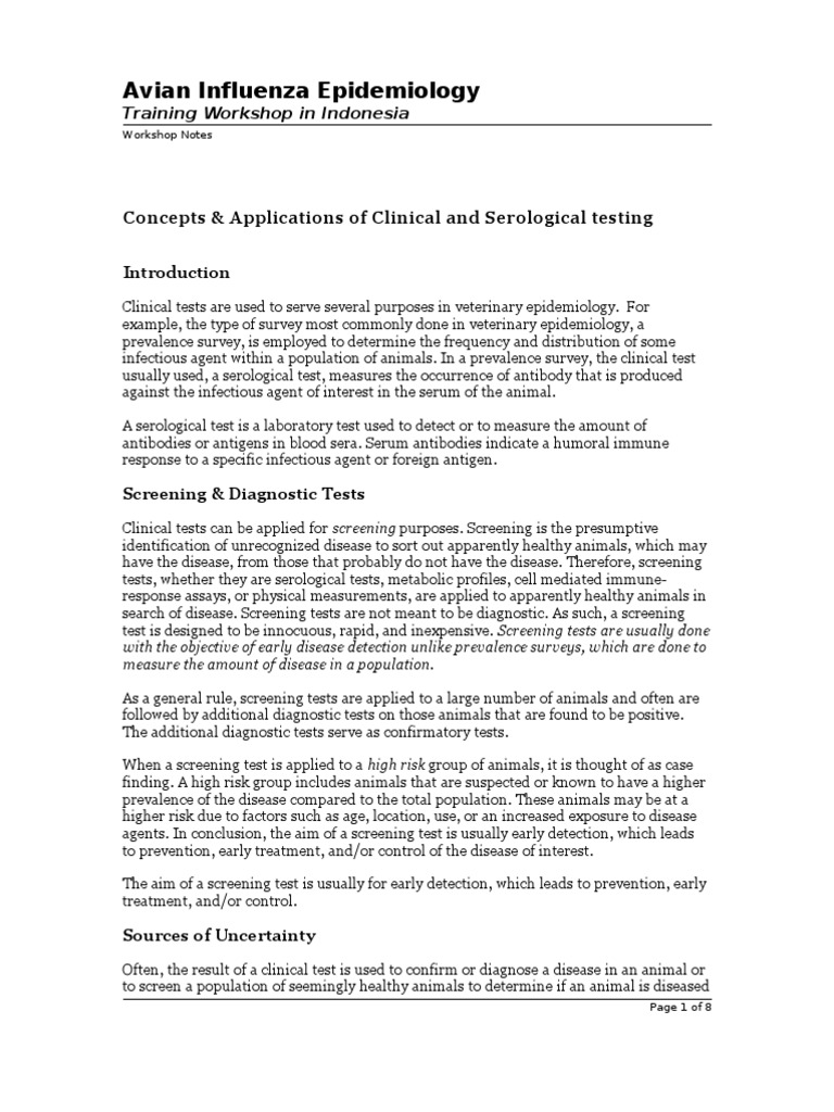 Avian Influenza Epidemiology Concepts Applications Of Clinical And
