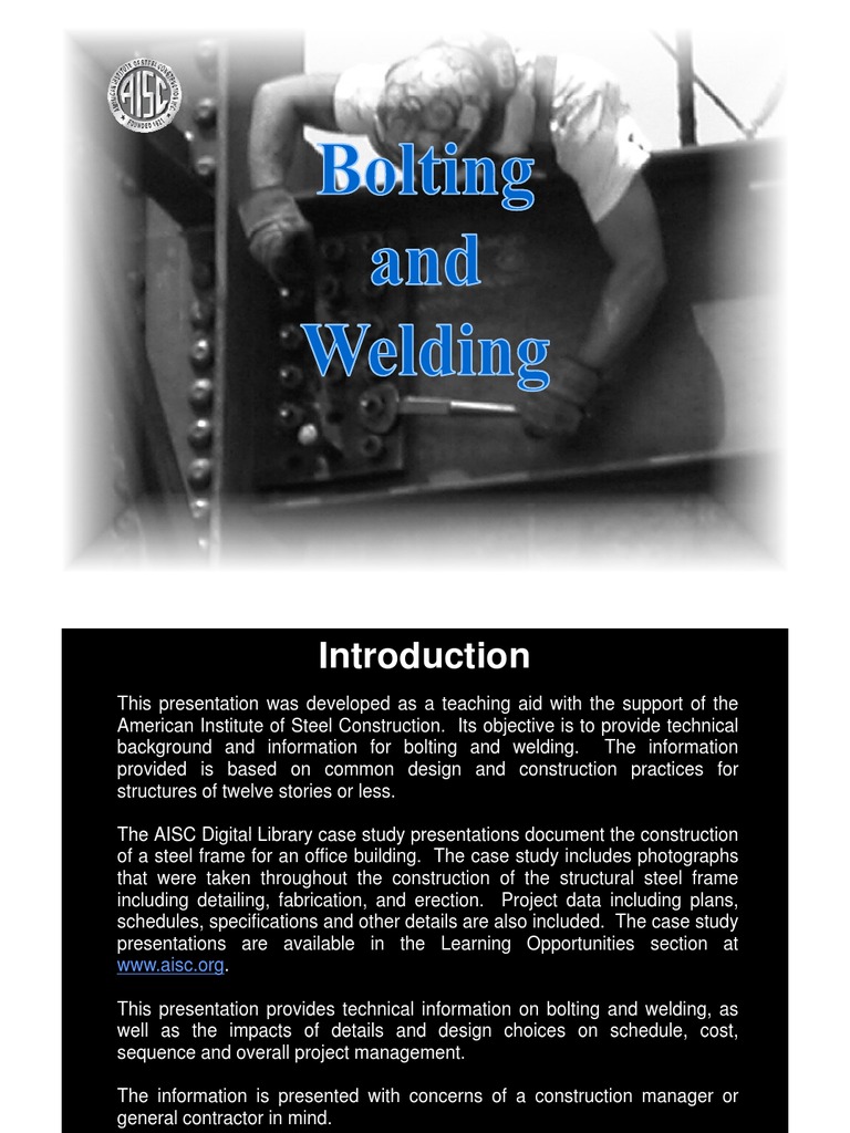 AISC Bolting and Welding | PDF | Welding | Construction