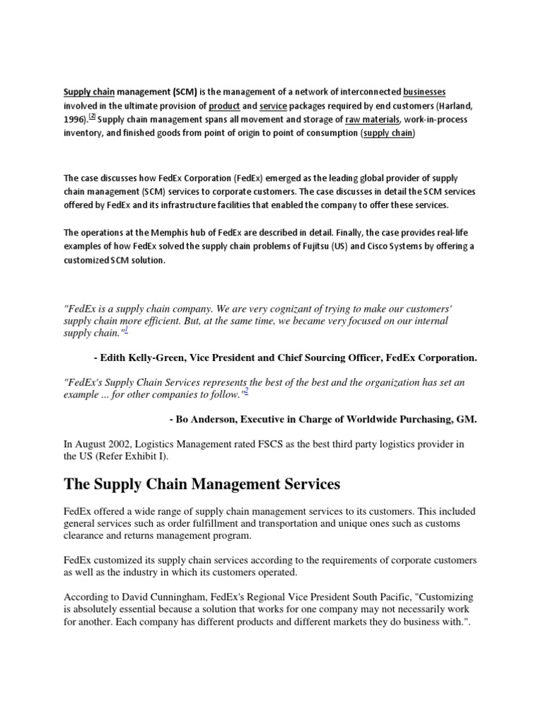 Supply Chain Management | PDF | Supply Chain Management | Fed Ex