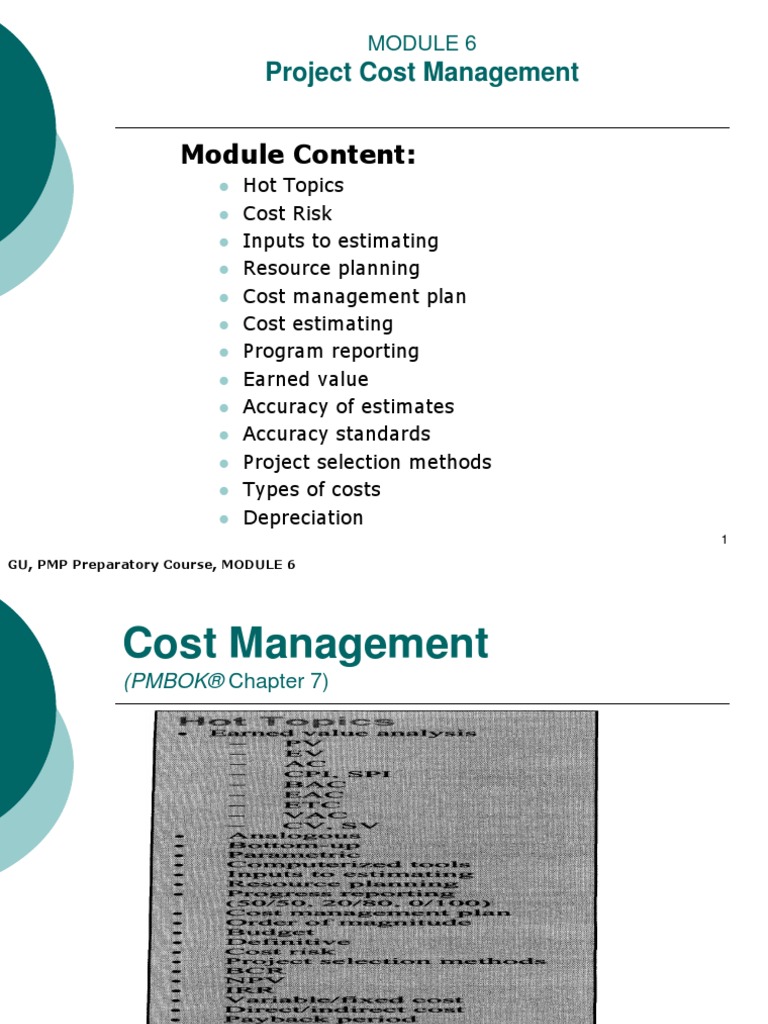 Module Content:: Project Cost Management | PDF | Depreciation | Internal Rate Of Return