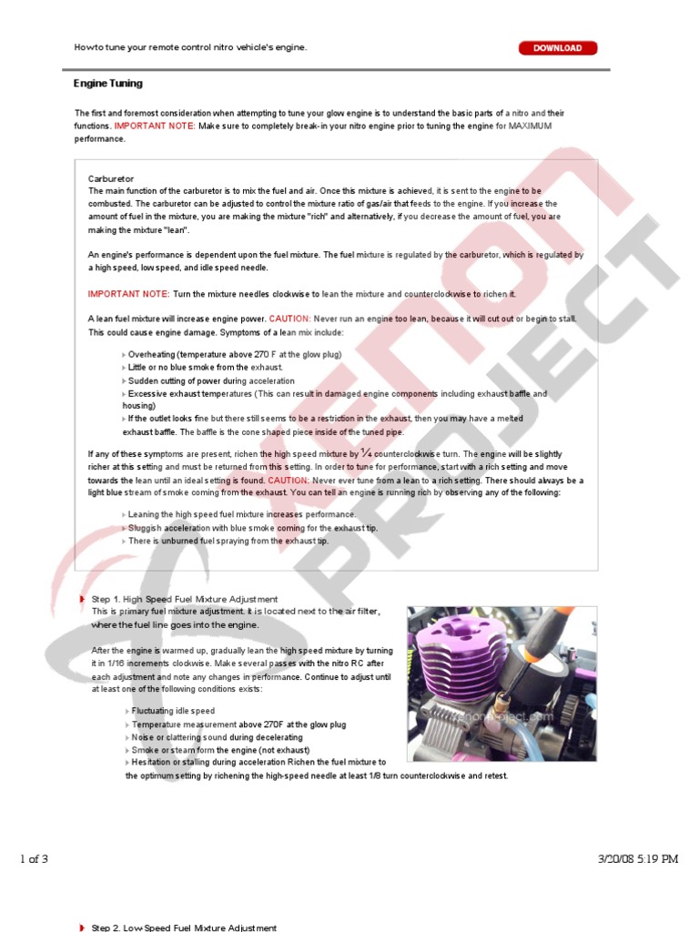 Guides Nitro Nitro Tuning Guide | PDF | Carburetor | Rotating Machines