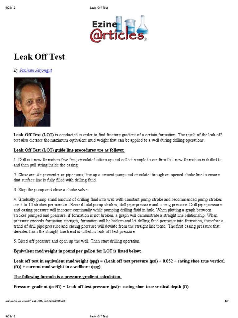 Leak Off Test | PDF | Casing (Borehole) | Oil Well