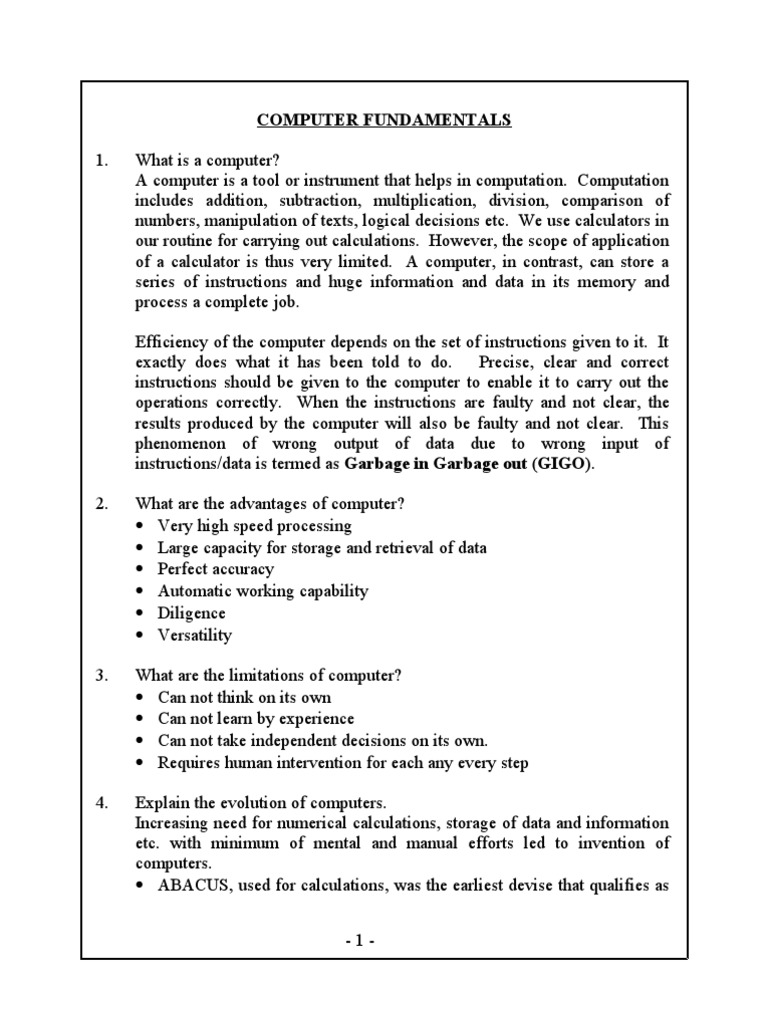 Computer Fundamentals Study Material | PDF | Computer Data Storage | Integrated Circuit