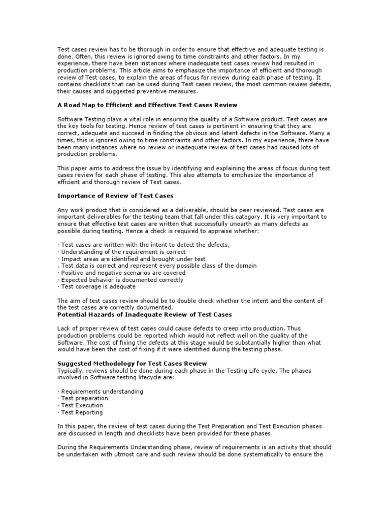 Test Case Review | PDF | Software Testing | Areas Of Computer Science