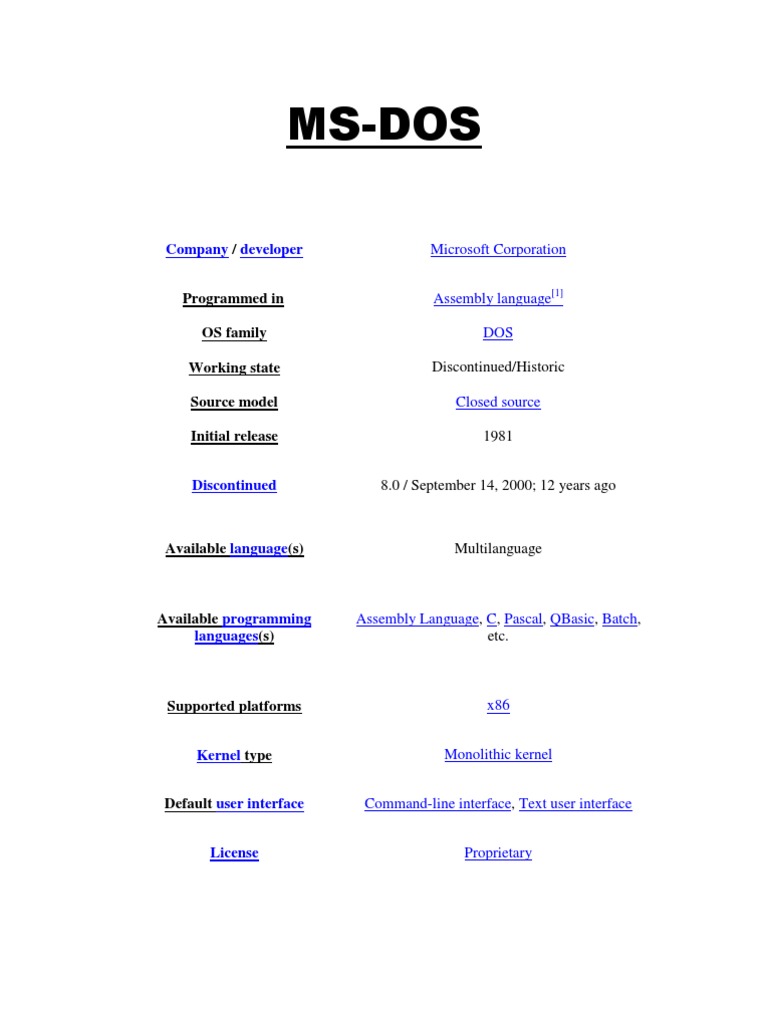 MS Dos | PDF | Dos | Ibm Pc Compatibles