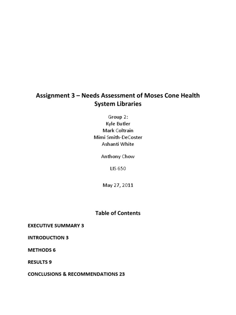 Lis 650 Needs Assessment Final | Download Free PDF | Librarian | Libraries