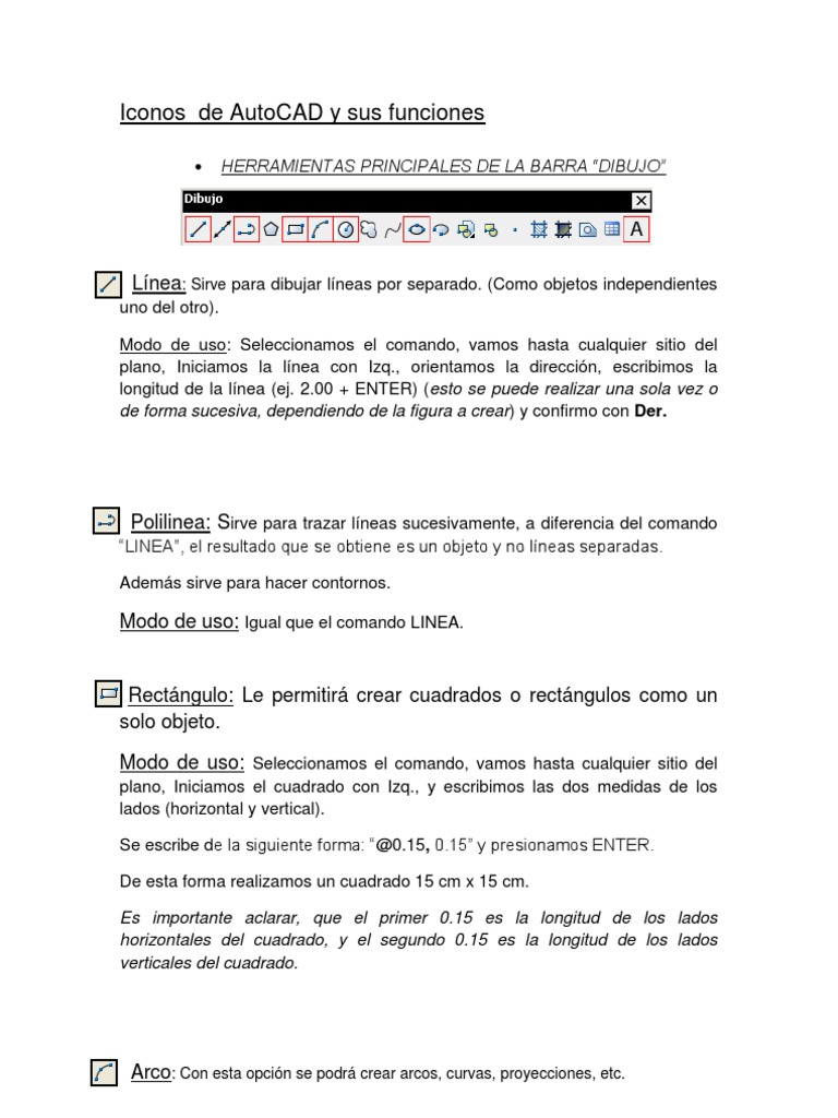 Iconos de AutoCAD y Sus Funciones | PDF | Elipse | Geometría