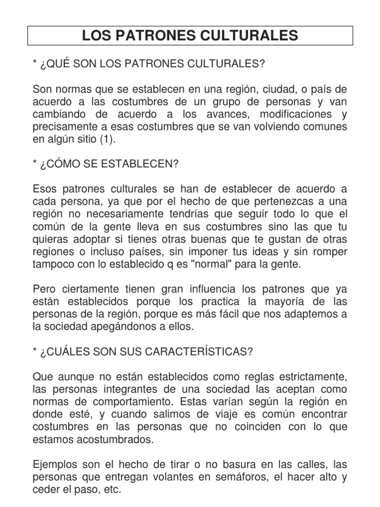 Los Patrones Culturales | PDF | Comportamiento | Science