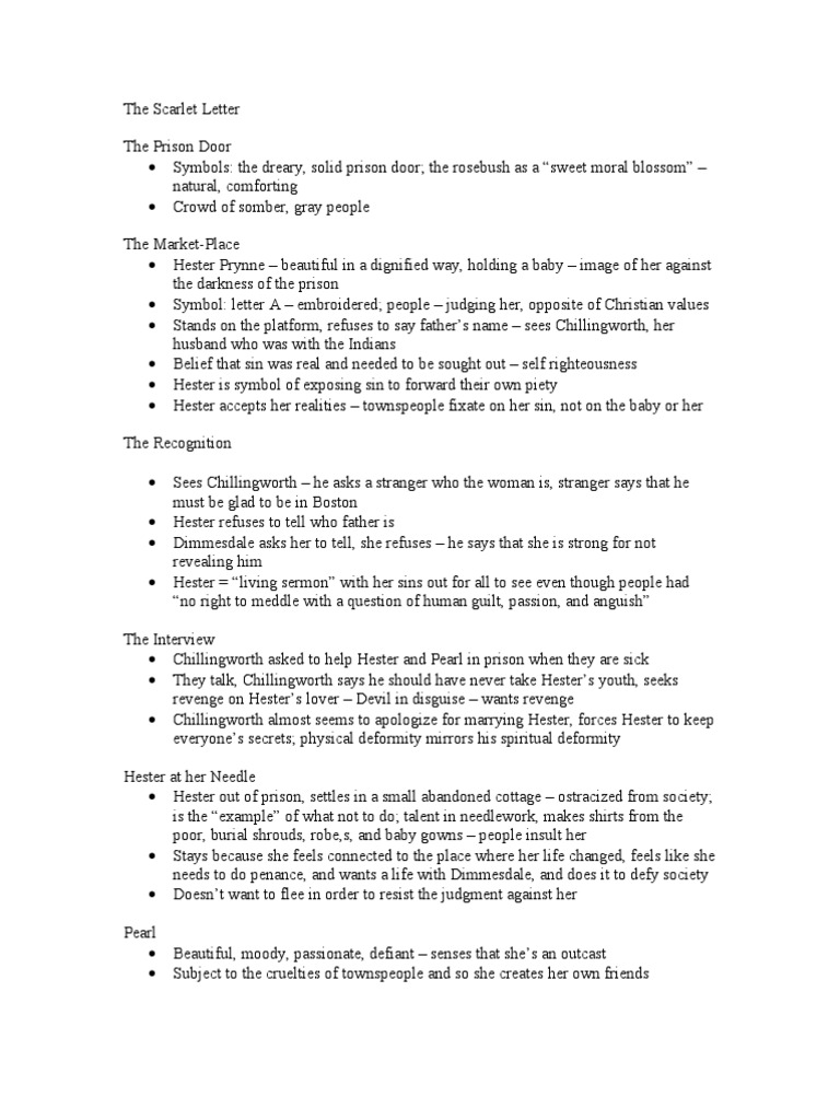 The Scarlet Letter Notes | PDF | The Scarlet Letter | Religion And Belief