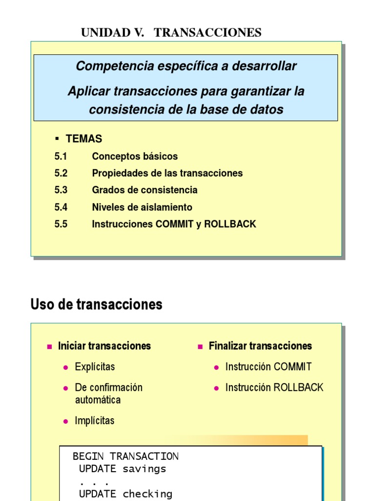 Administracion de Transacciones | PDF | Servidor SQL de Microsoft | Tabla (base de datos)