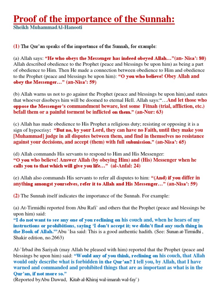 Proof of The Importance of The Sunnah | PDF | Muhammad | Quran