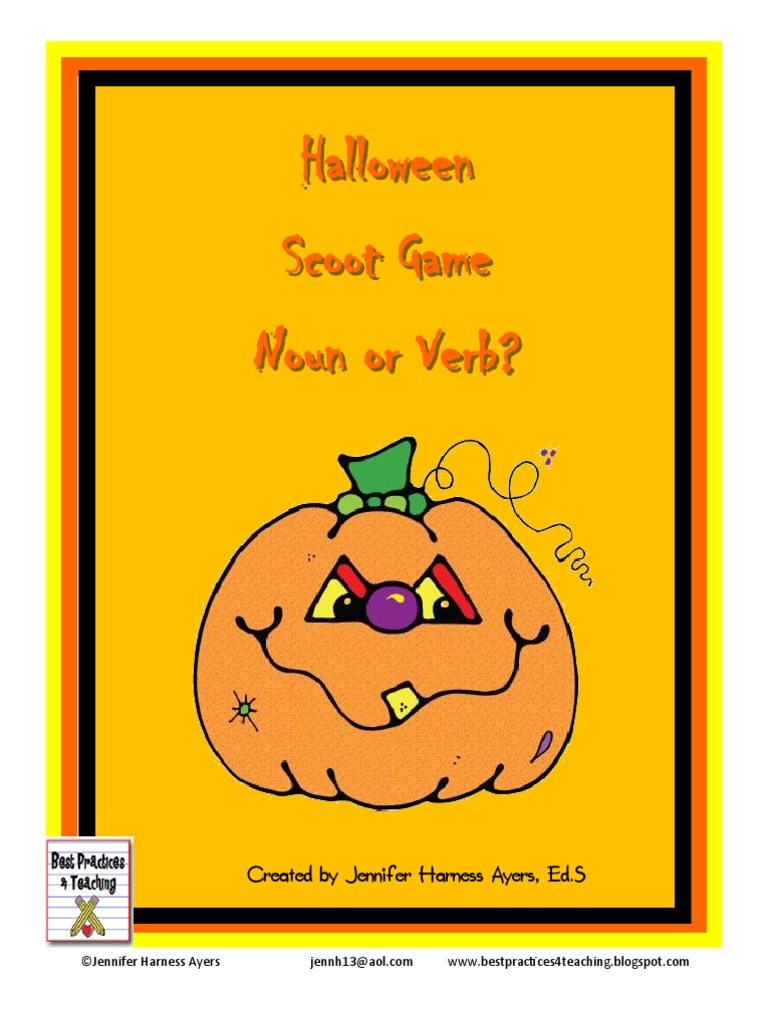 Halloween Noun Verb Scoot | PDF | Verb | Rules