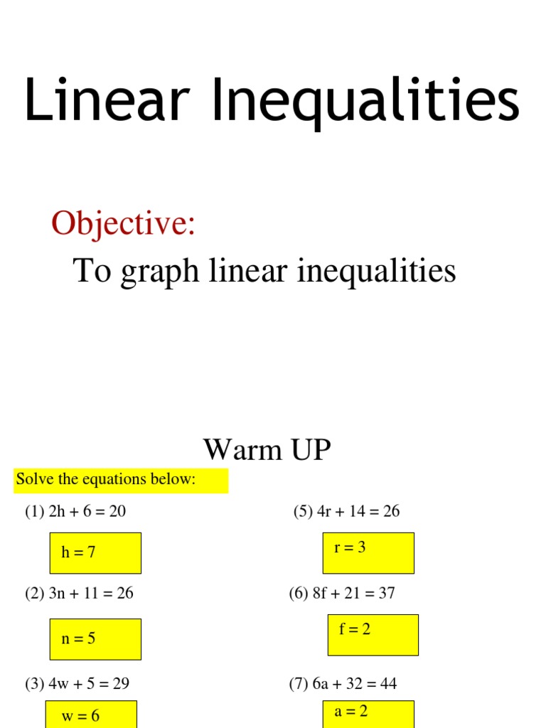 Linear Inequalities for Students | PDF