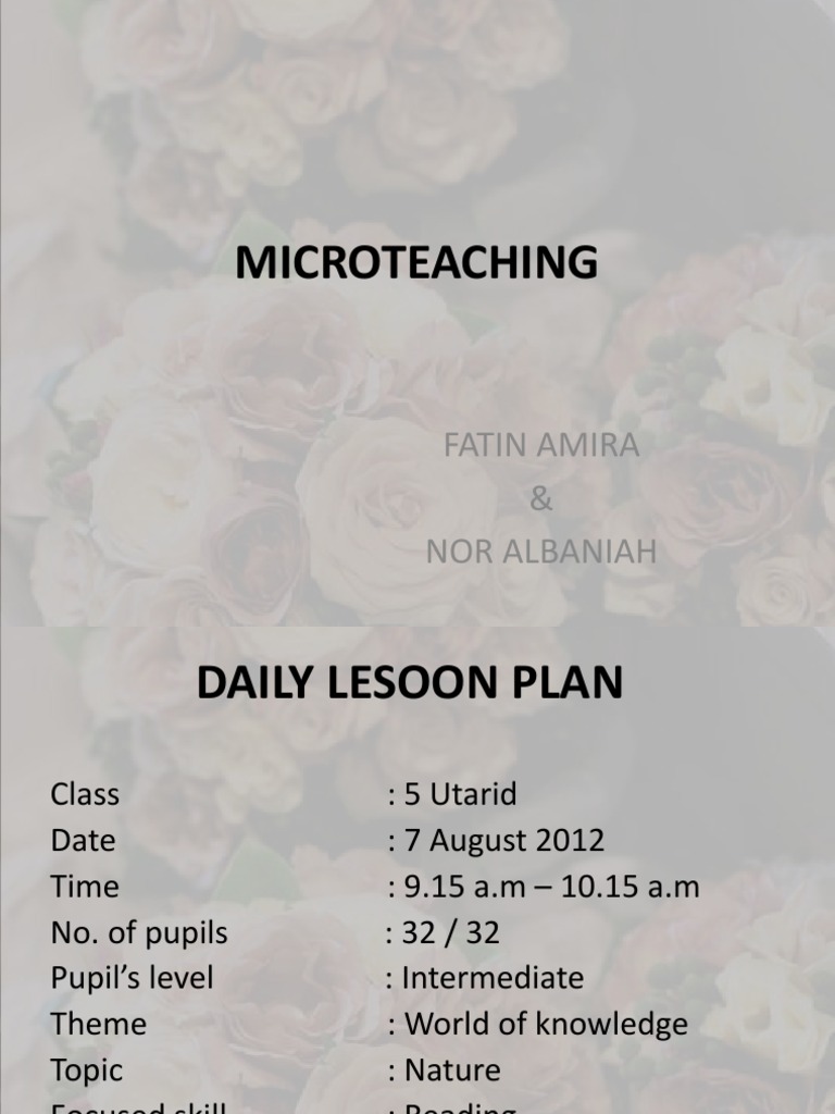 Microteaching: Fatin Amira & Nor Albaniah | PDF | Lesson Plan ...