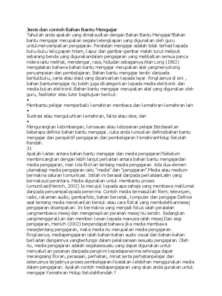 Jenis Dan Contoh Bahan Bantu Mengajar | PDF