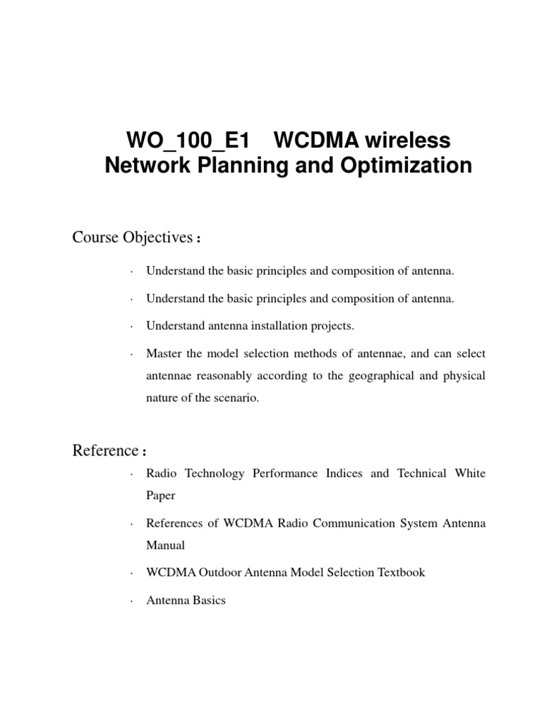 ZTE WCDMA NPO Primary02-200711 WCDMA Radio Network Planning and Optimization | PDF | Antenna ...