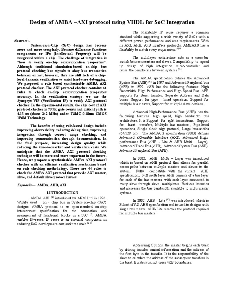 Design AMBA-AXI Protocol VHDL SoC | PDF | Computer Architecture ...