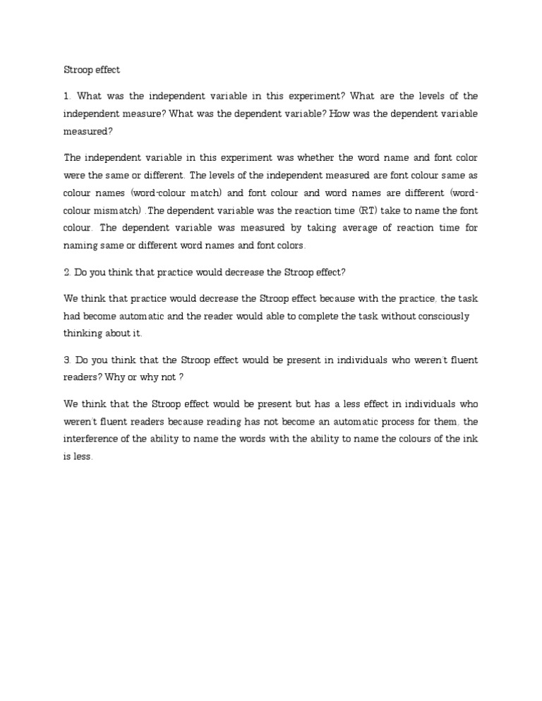 Understanding the Stroop Effect Experiment | PDF | Clinical Psychology ...