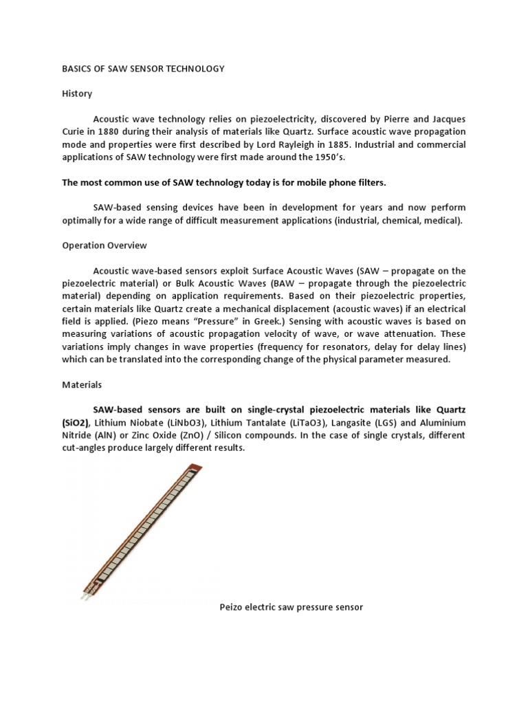 Basics of Saw Sensor Technology | PDF | Piezoelectricity | Acoustics