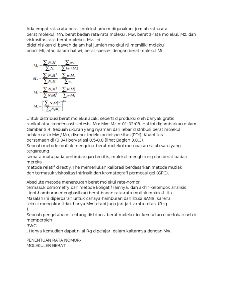 Rata-Rata Berat Molekul | PDF