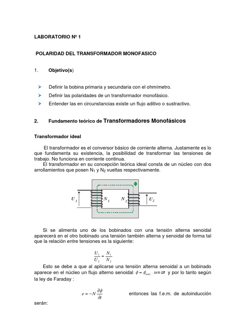 Polaridad de Transformadores - Lab. Maquinas Electricas | PDF | Transformador | Inductor