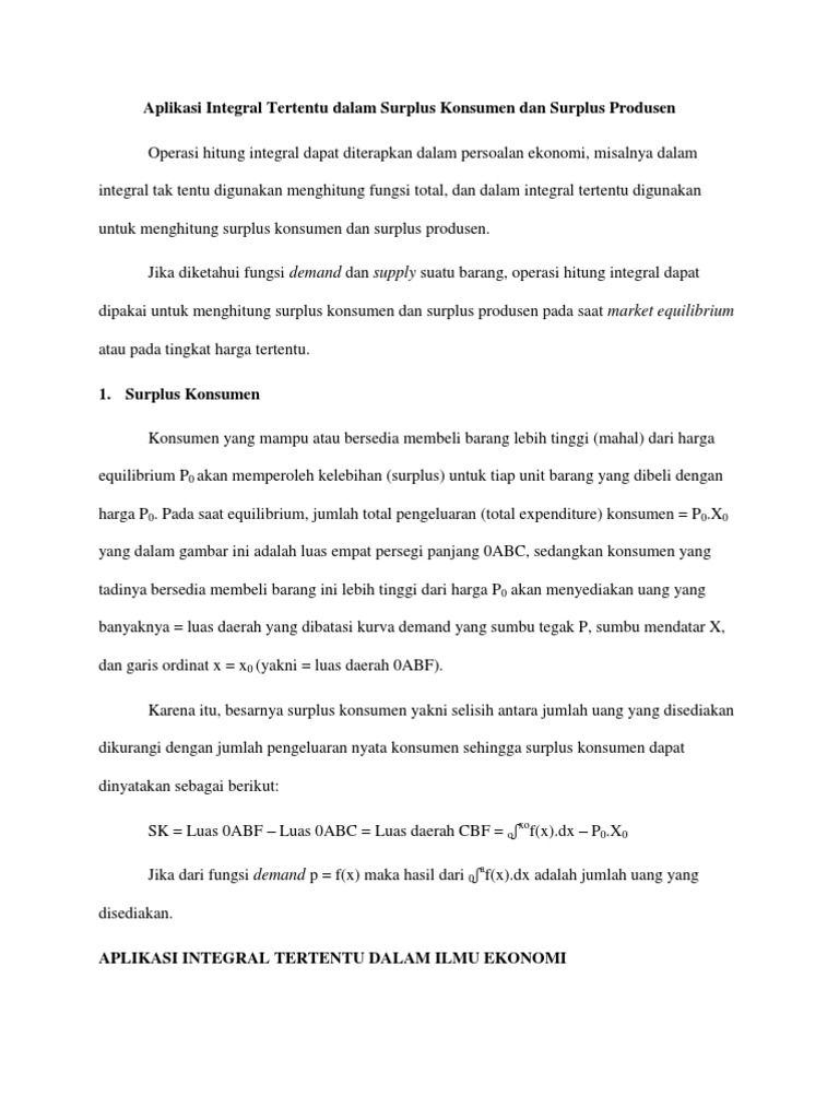 Integral Dalam Surplus Konsumen Dan Produsen | PDF | Metode & Bahan Ajar