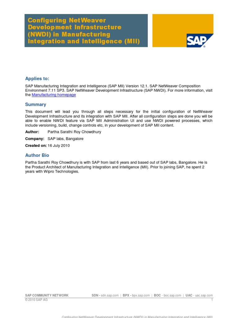 Configuring NetWeaver Development Infrastructure (NWDI) in ...