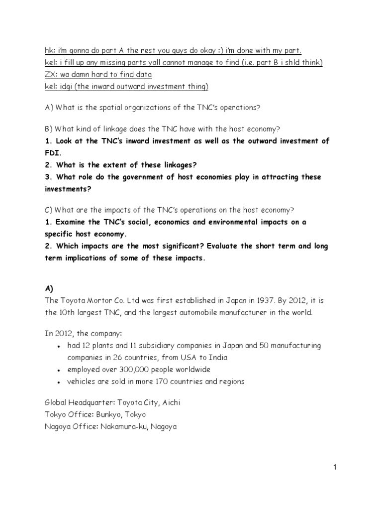 TNC2 | PDF | Toyota | Foreign Direct Investment