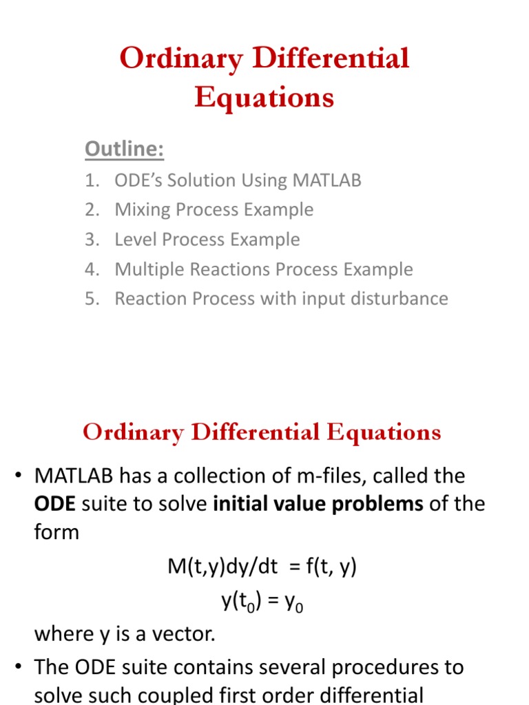 Class7 - Ode - Matlab | PDF | Ordinary Differential Equation ...