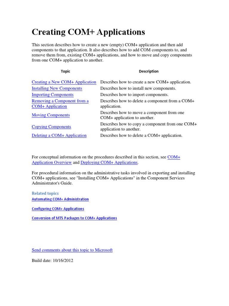 Creating COM+ Applications | PDF | Component Object Model | Microsoft Windows