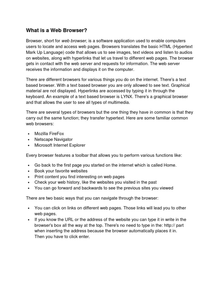 What Is A Web Browser | PDF | Web Browser | Web Page