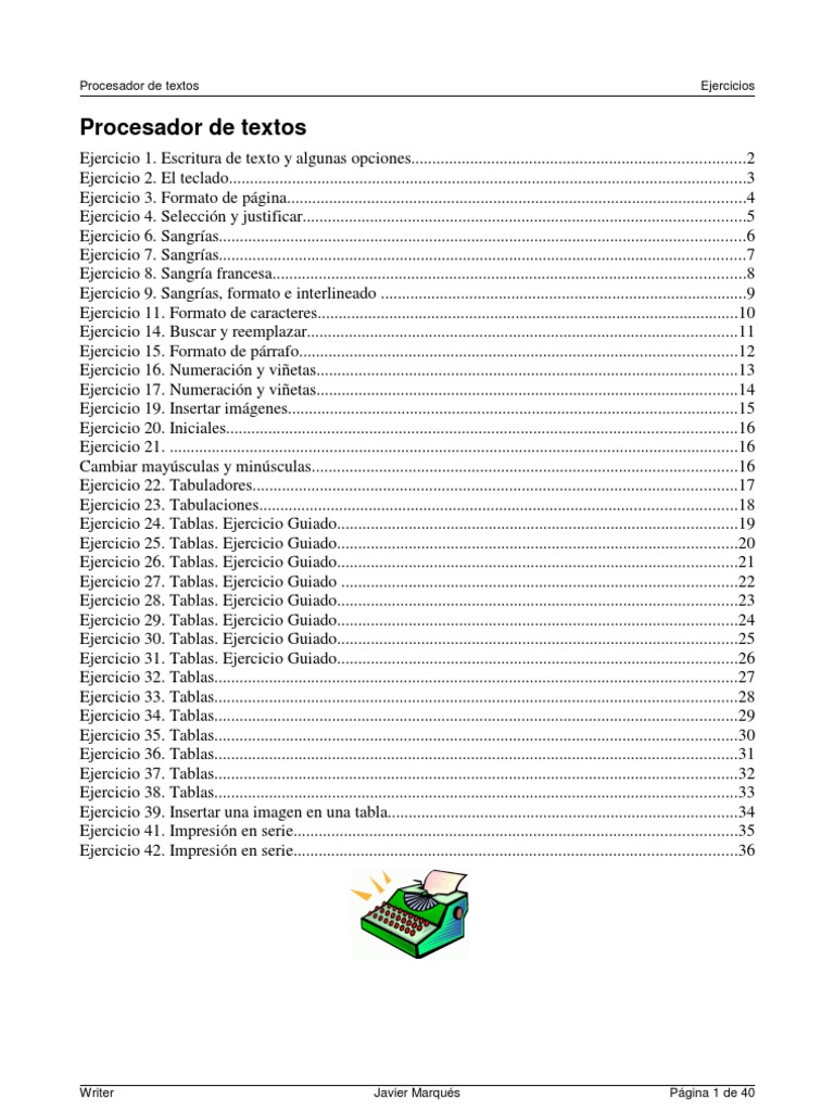 Ejercicios Writer | PDF