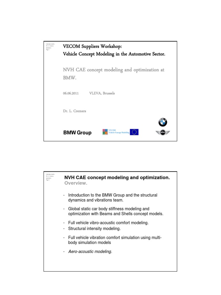 NVH CAE Concept Modelling and Optimization at BMW | PDF | Mathematical ...