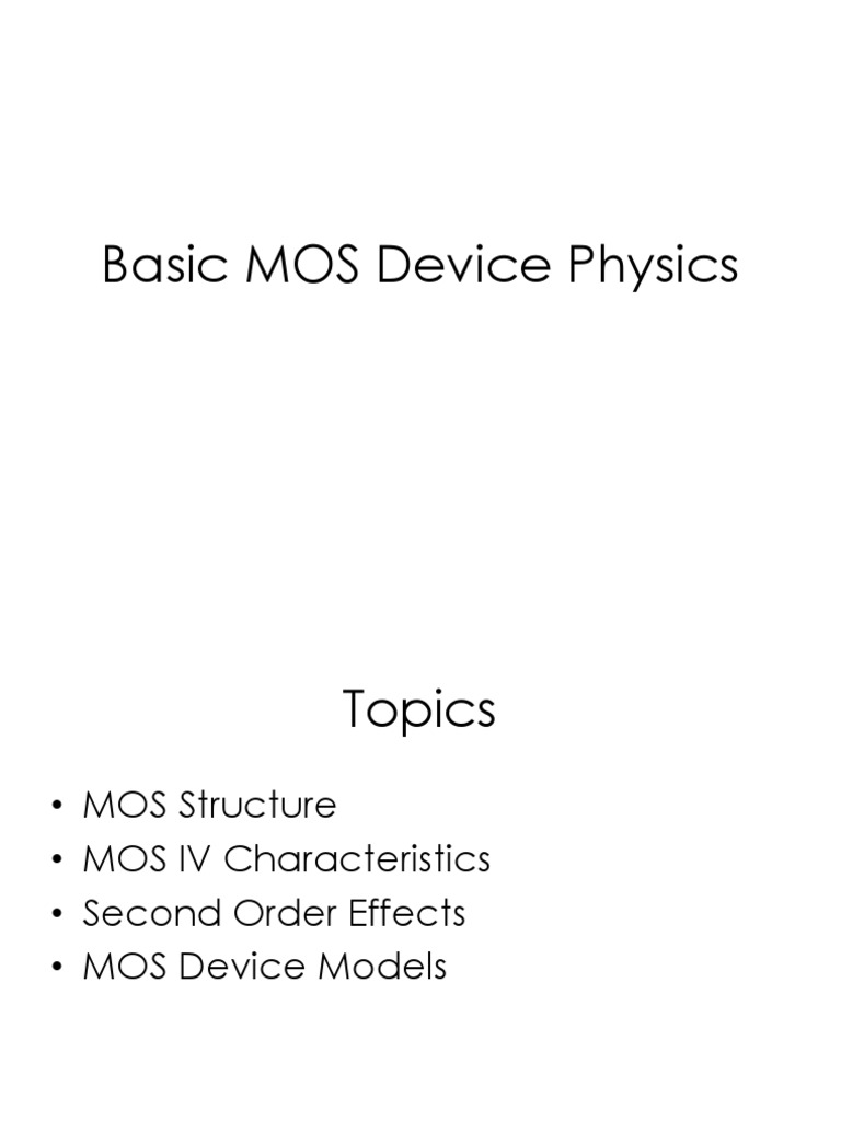 MOS Device Physics: Key Concepts Explained | PDF | Mosfet | Field ...
