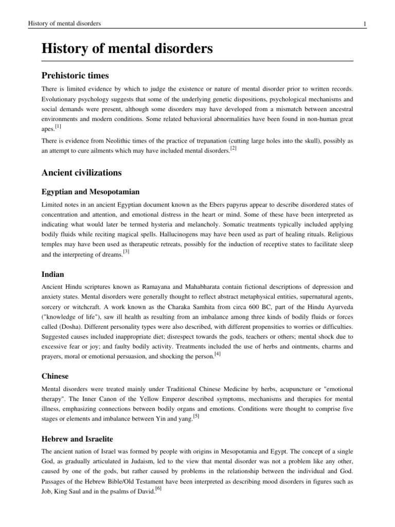 History of Mental Disorder | PDF | Psychiatric Hospital | Mental Disorder